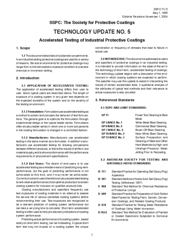 Technology Update No. 5: SSPC: The Society For Protective Coatings ...