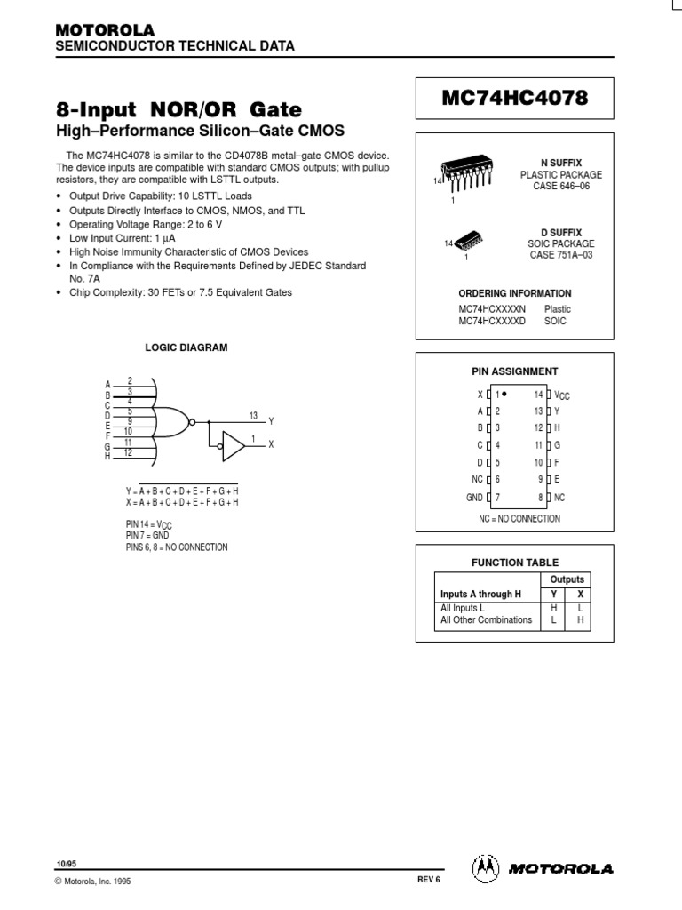 74HC4078 | Download Free PDF | Cmos | Field Effect Transistor