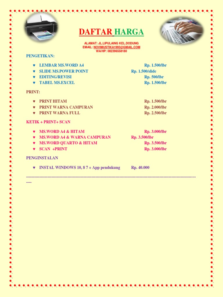 Daftar Harga Print | PDF