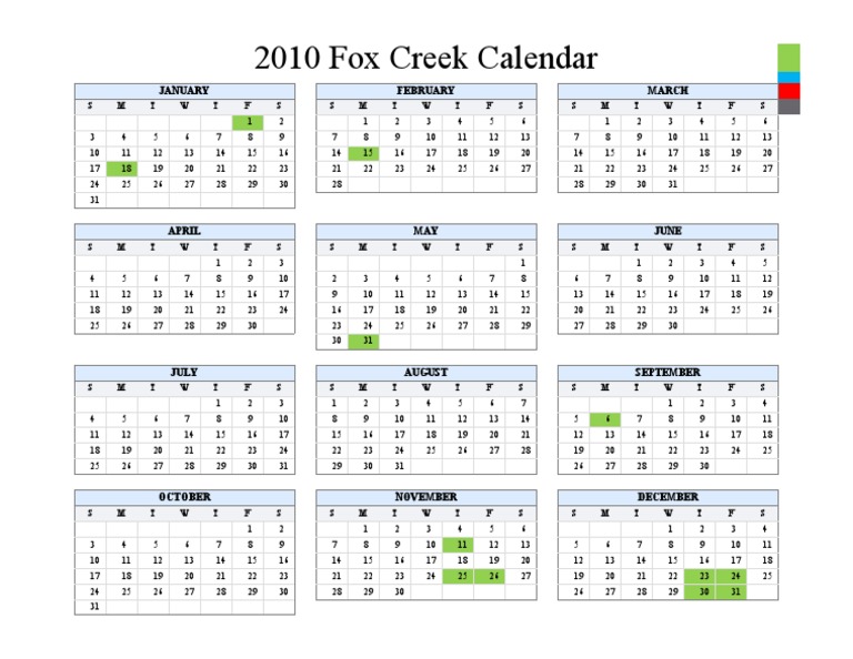 2010 Calendar Template | PDF