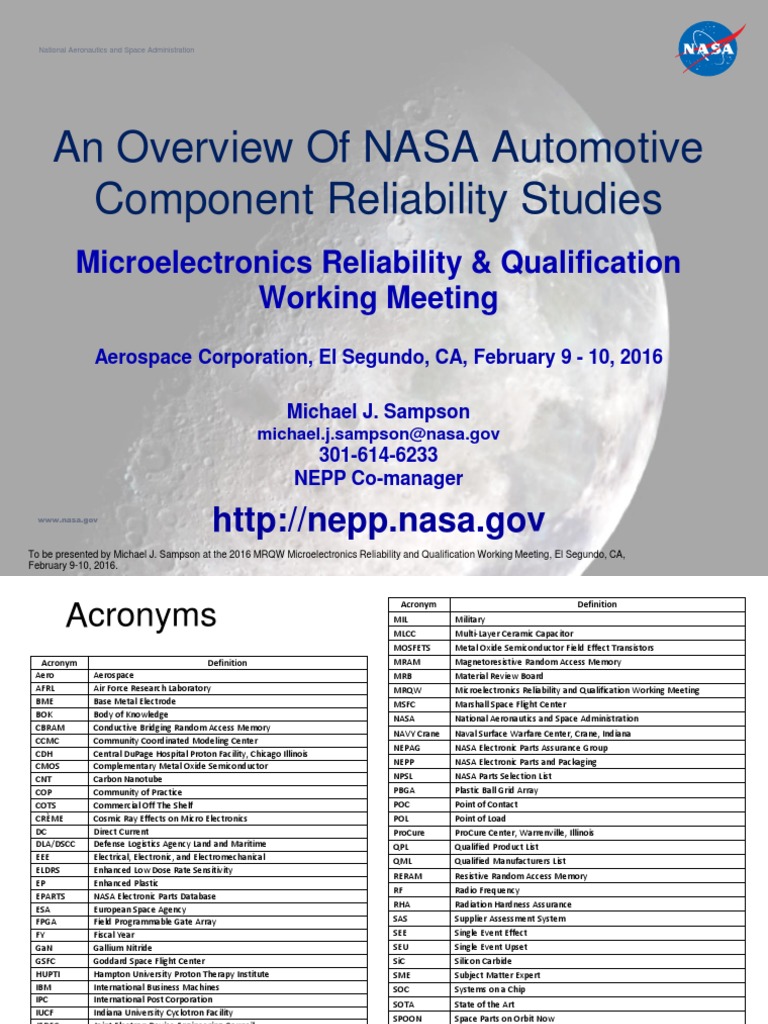 NASA Automotive Component Reliability Studies | PDF | Reliability ...