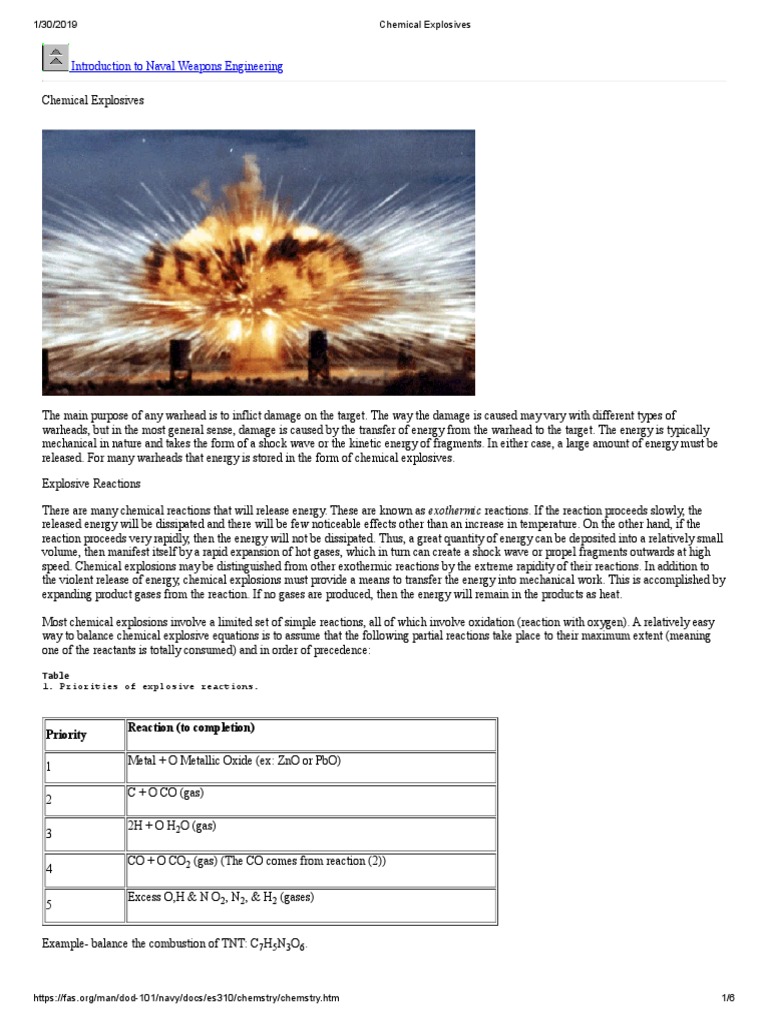 Chemical Explosives | PDF | Mole (Unit) | Explosion