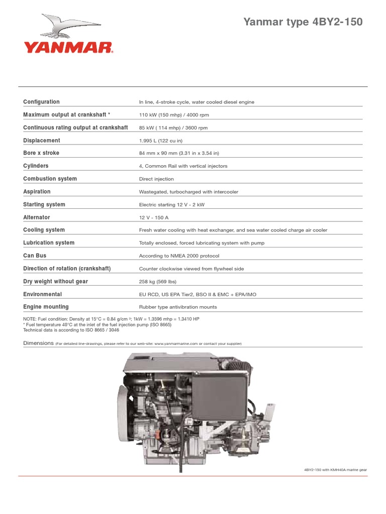 Yanmar 4BY2-150: Technical Specifications and Performance Curves for a ...