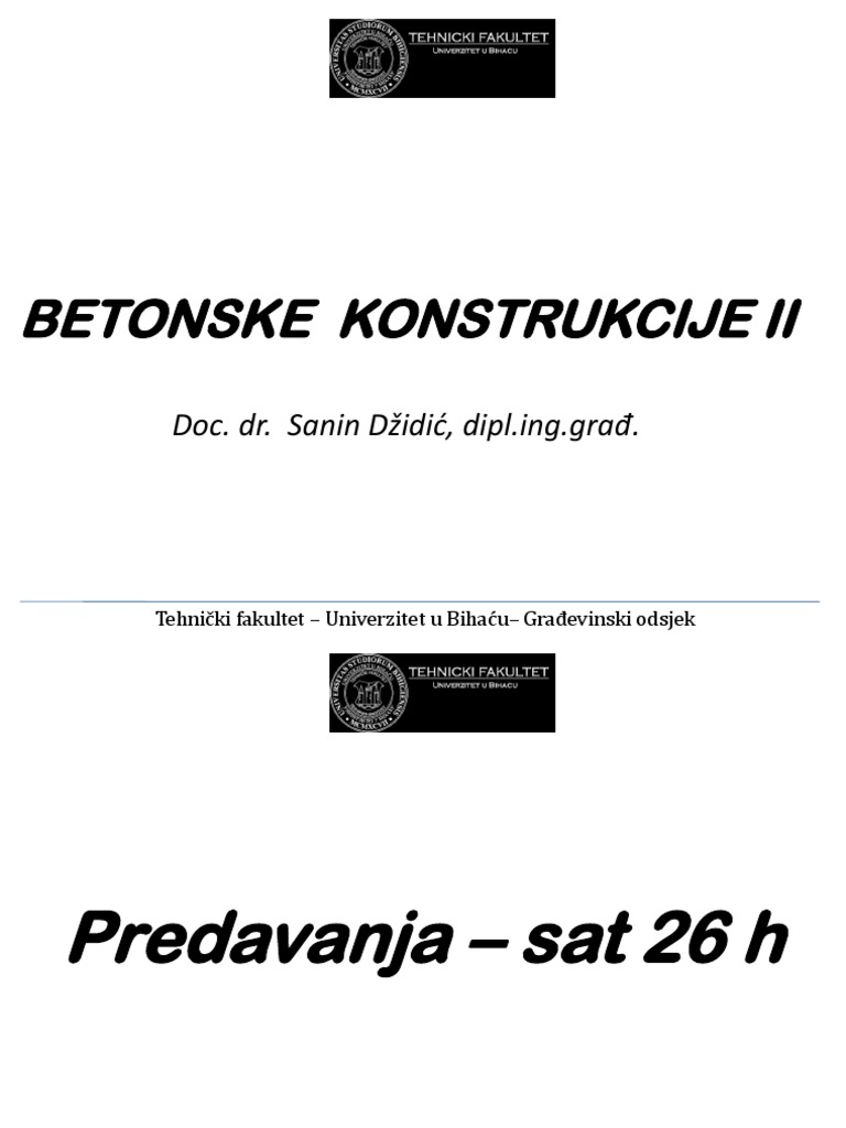 Betonske Konstrukcije II - Pred 26 | PDF