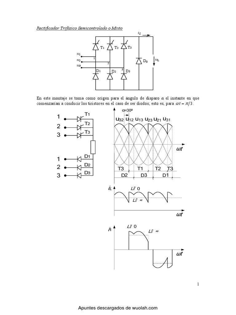 Rectificador Trifasico Semicontrolado O Mixto Pdf Rectificador