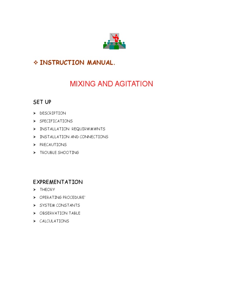 Mixing and Agitation: Instruction Manual | PDF | Technology & Engineering