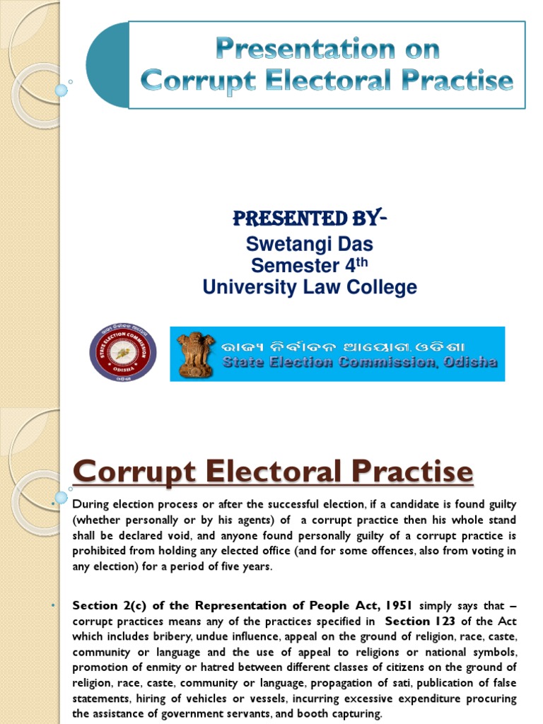 Corrupt Electoral Practise | PDF | Bribery | Misconduct