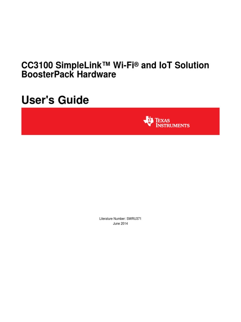 User'S Guide: Cc3100 Simplelink™ Wi-Fi and Iot Solution Boosterpack Hardware | PDF ...