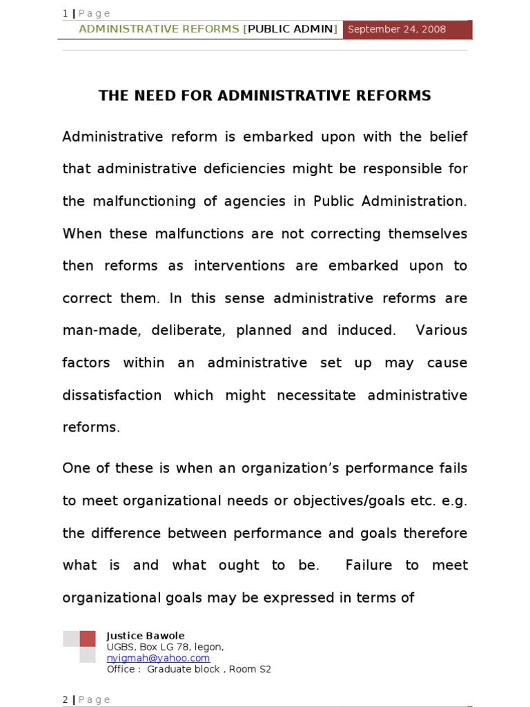 Administrative Reforms | PDF | Goal | Public Administration