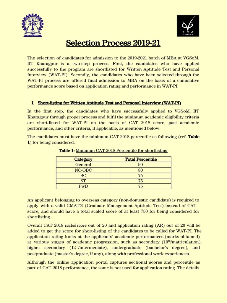 Selection Process | PDF | University And College Admission | Academic ...