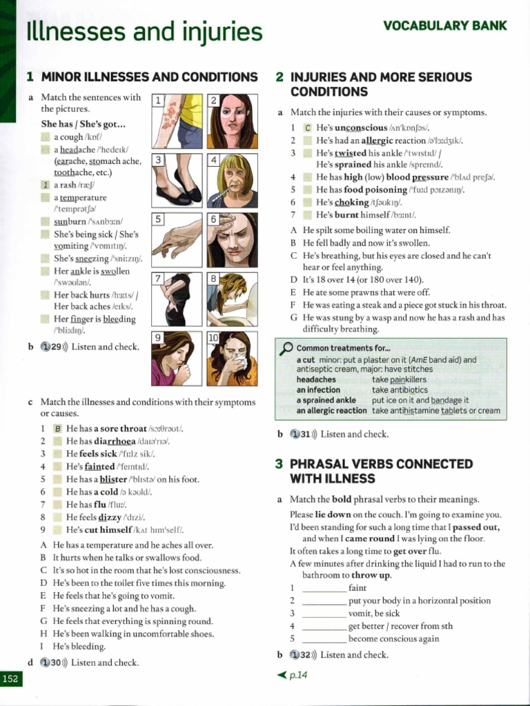 Vocabulary Bank: Illnesses, Injuries, and Common Medical Terms | PDF ...
