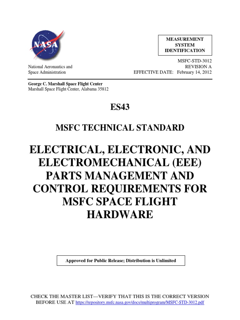 MSFC STD 3012a | PDF | Capacitor | Electrical Connector