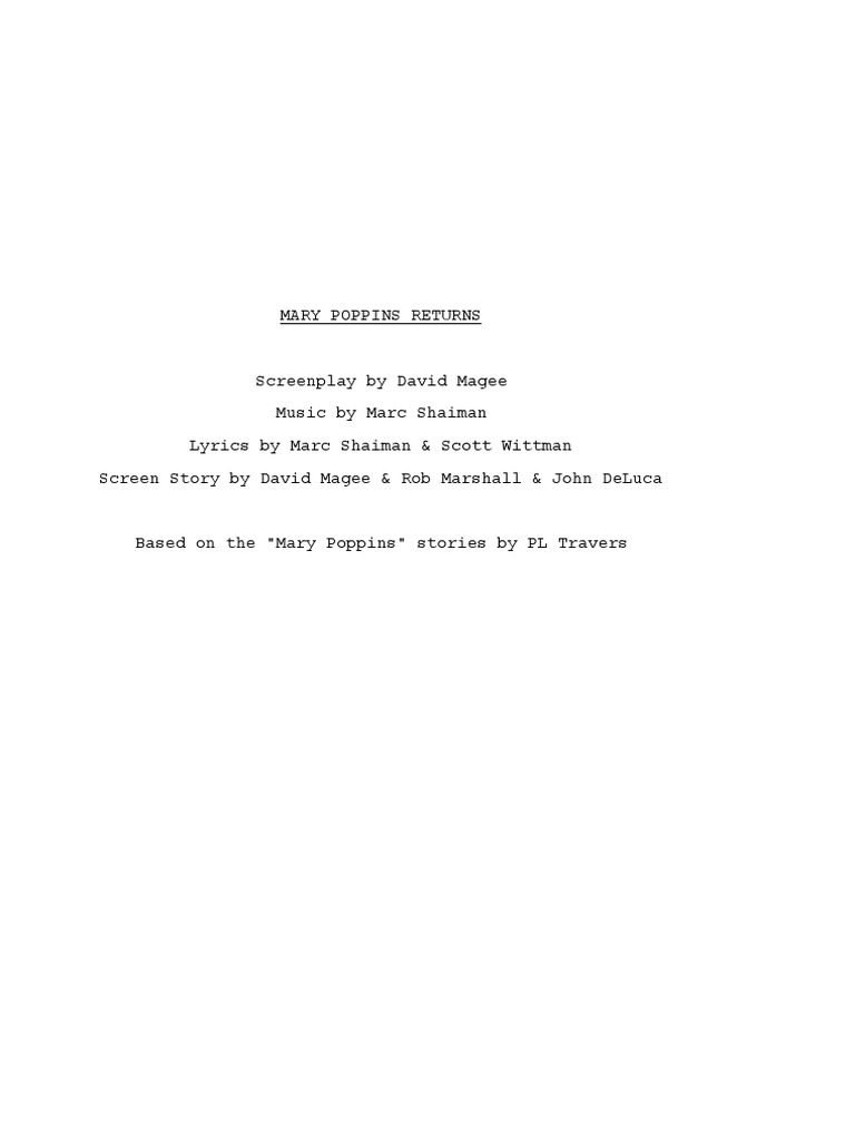 Mary Poppins Returns Screenplay | PDF | Nature