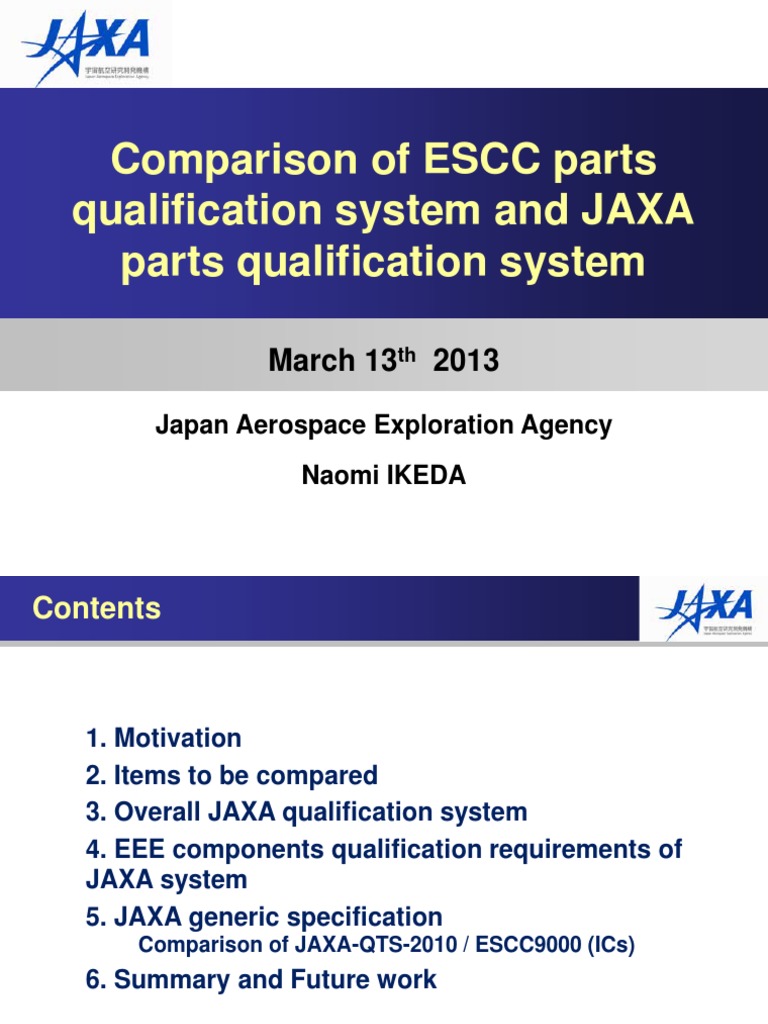 Comparison of ESCC Parts Qualification System and JAXA PDF | PDF | Quality Assurance ...