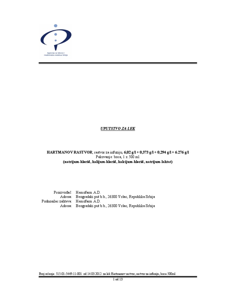 Hartmanov Rastvor | PDF