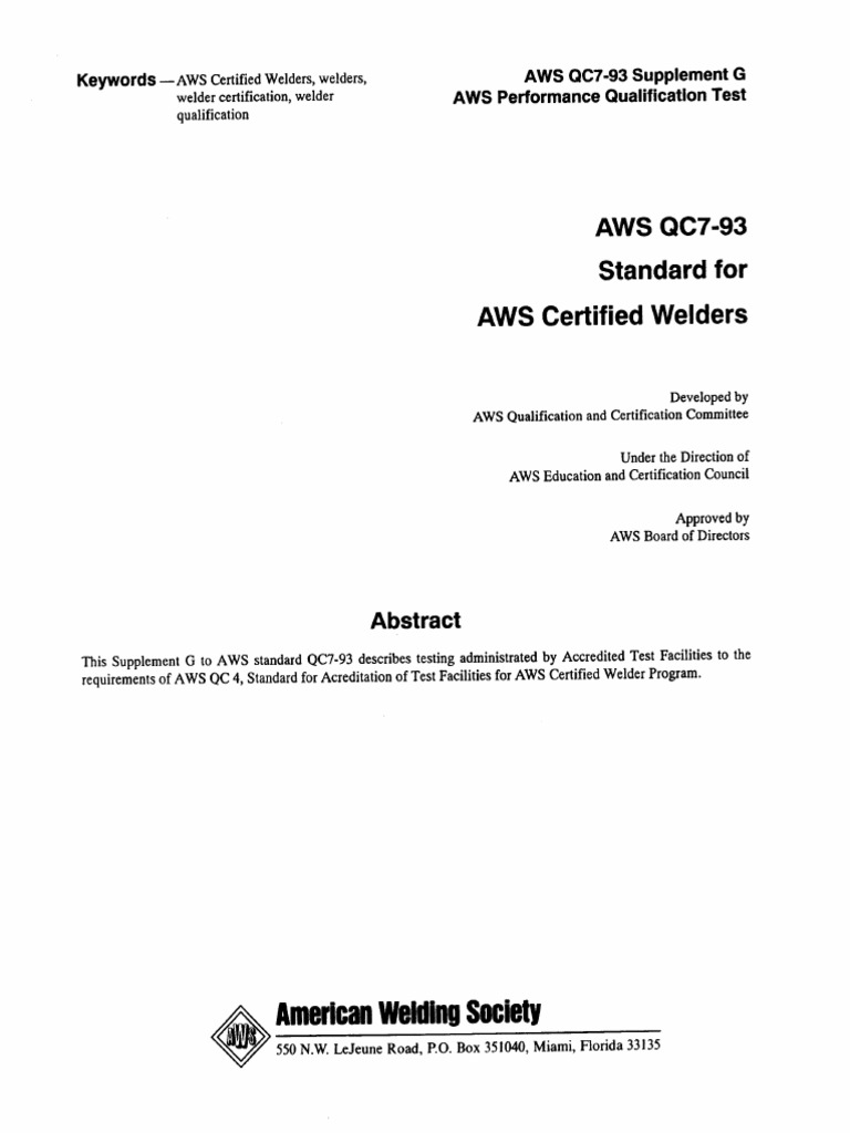 AWS QC7-93g-2 Standard For AWS Certified Welders PDF | PDF