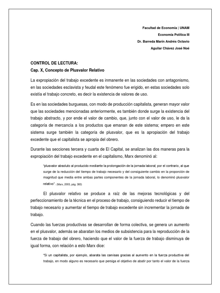 Plusvalor Relativo en Marx | PDF | Capitalismo | Ideologías económicas