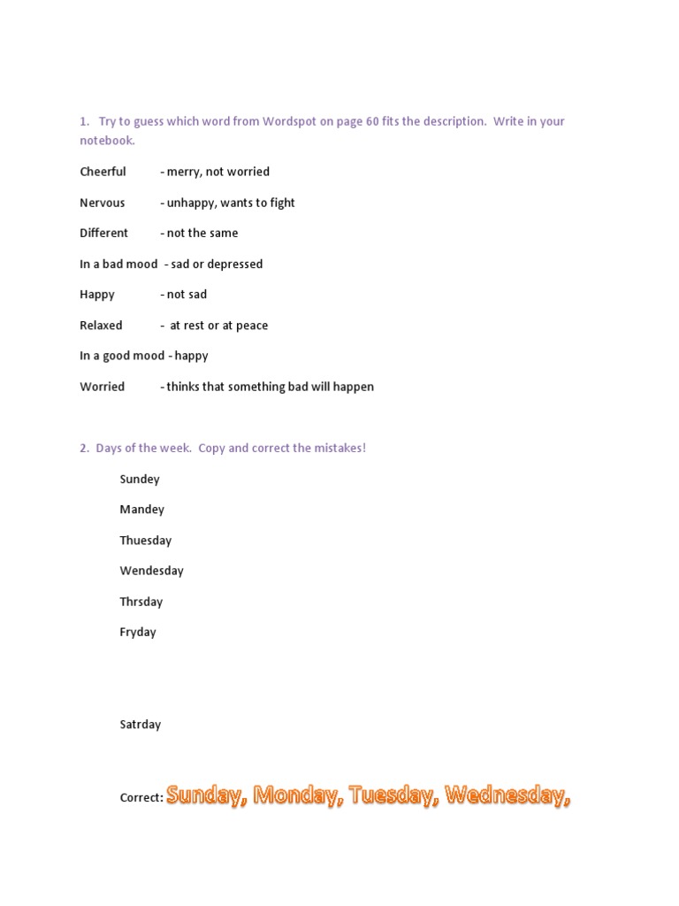 Weekday Names Lesson | PDF