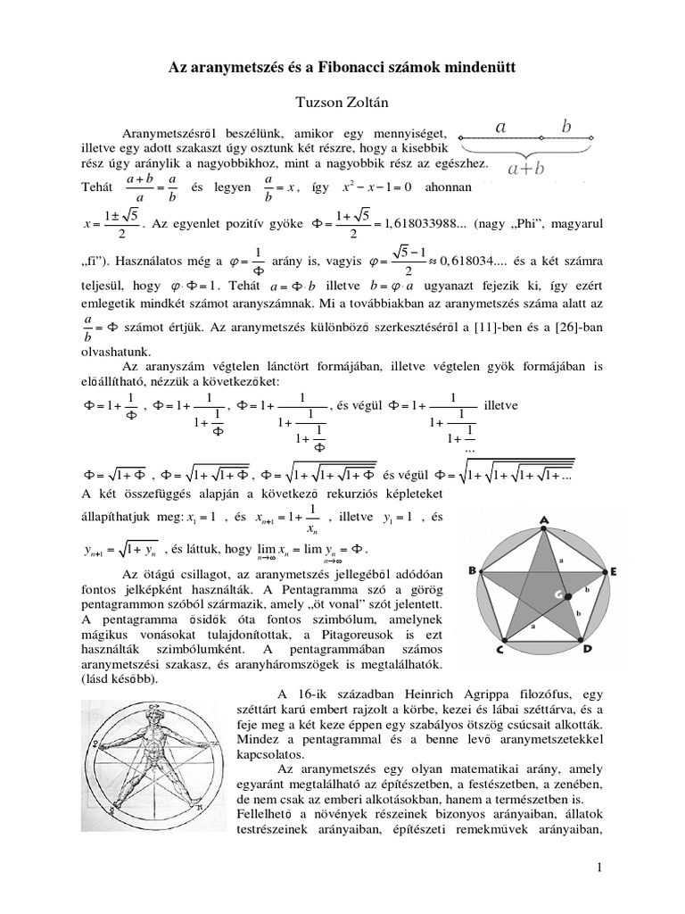 Az Aranymetszes Es A Fibonacci Szamok Mindenutt PDF | PDF