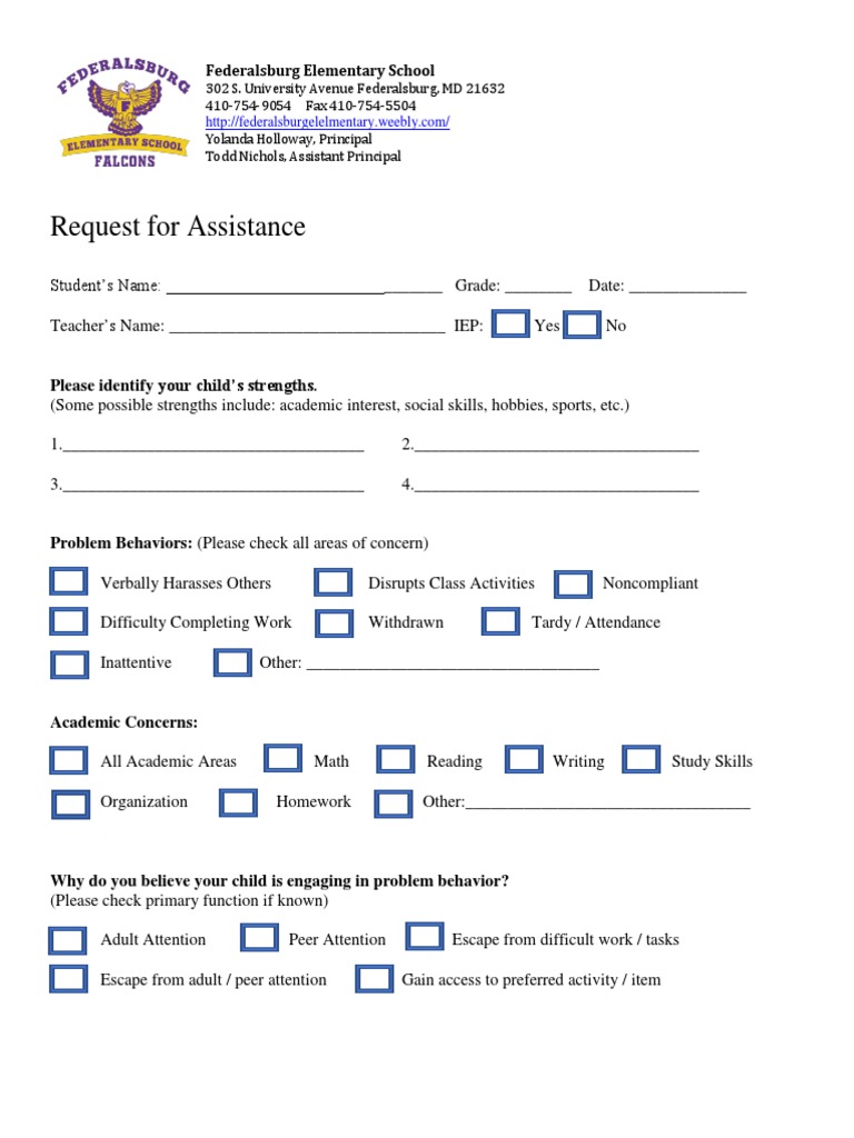 Student Behavior Assistance Request Form | PDF | Career & Growth | Self ...