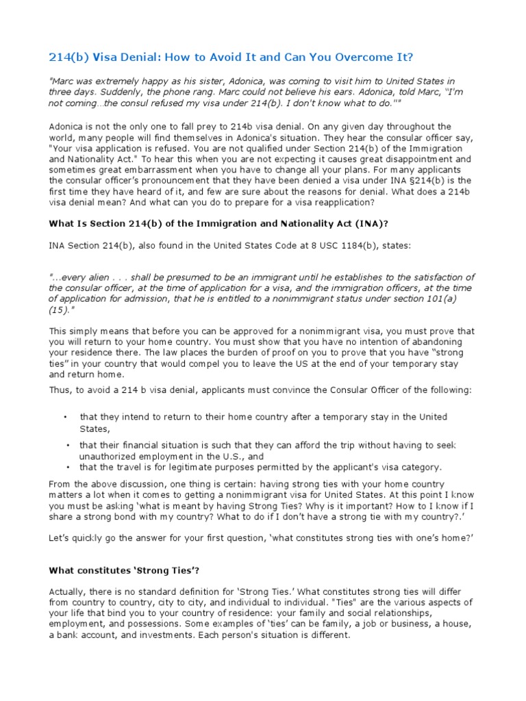 Us Visa Denial | Travel Visa | Consul (Representative)