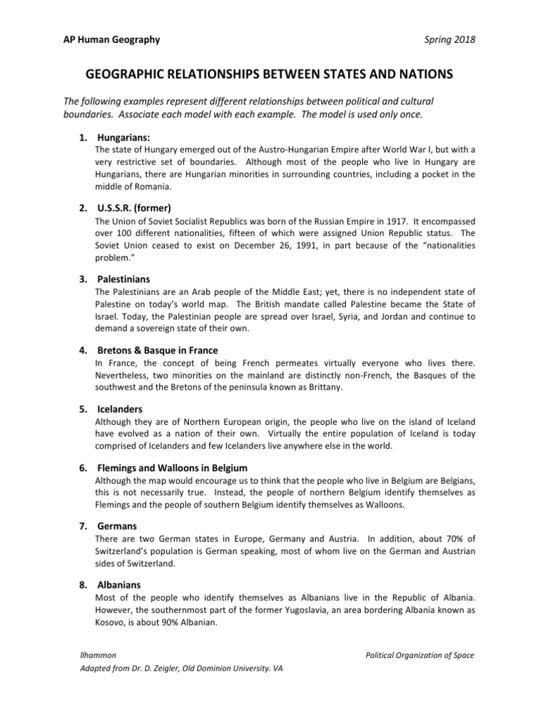 Geographic Relationships Between States Nations | PDF | Palestinians ...