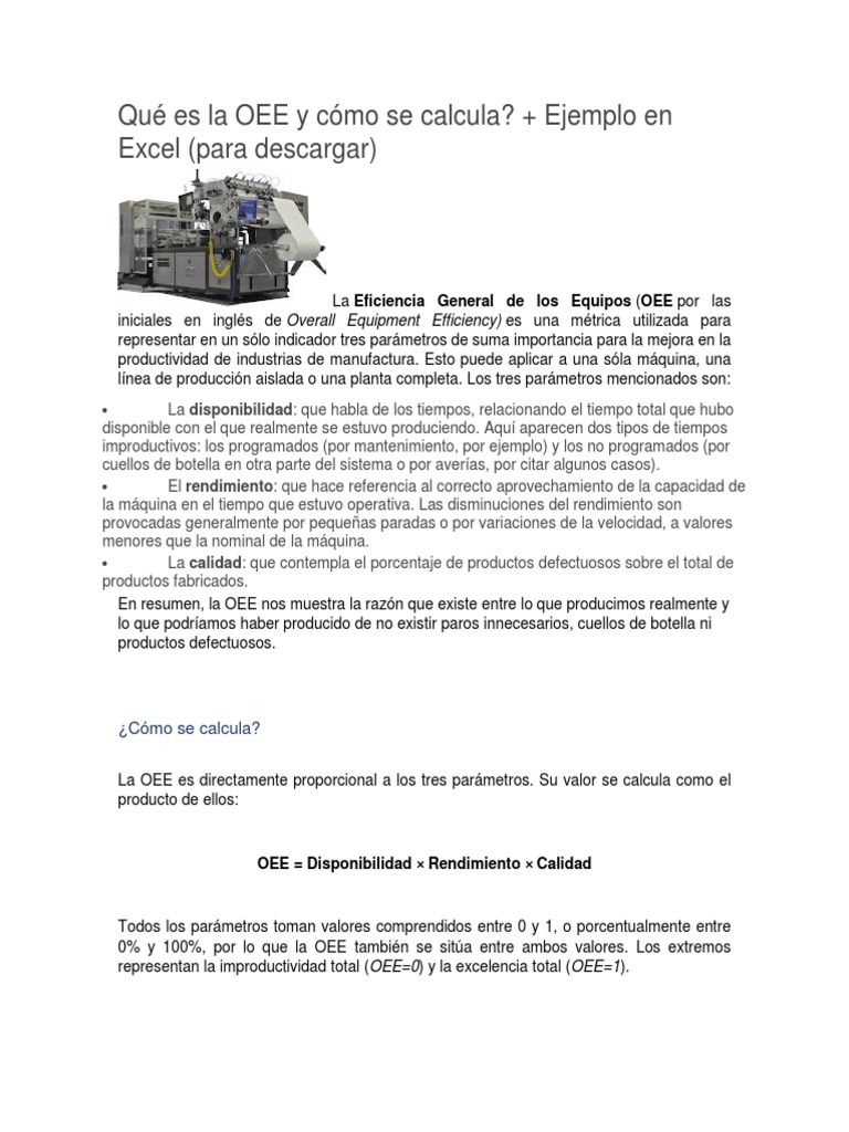 Qué Es La OEE y Cómo Se Calcula | PDF | Informática y tecnología de la ...