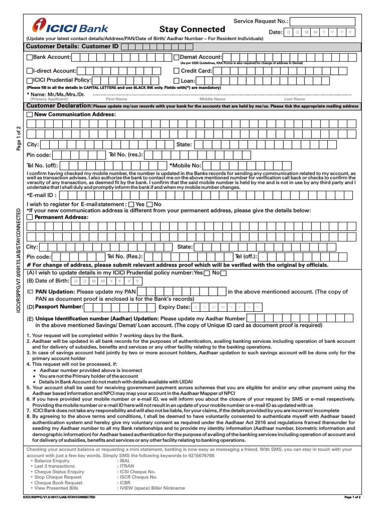 Stay Connected Form | PDF | Identity Document | Banks