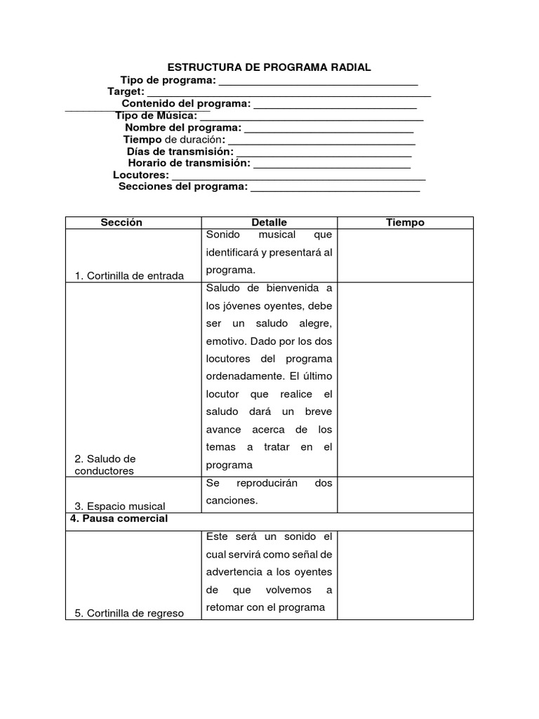 Estructura de Un Programa Radial | PDF | Ocio