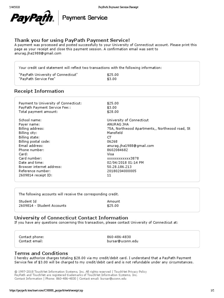 PayPath Payment Service Receipt | PDF | Payments | Credit Card