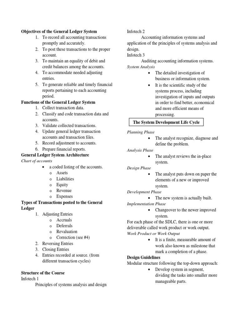 Objectives of The General Ledger System | PDF | Debits And Credits ...