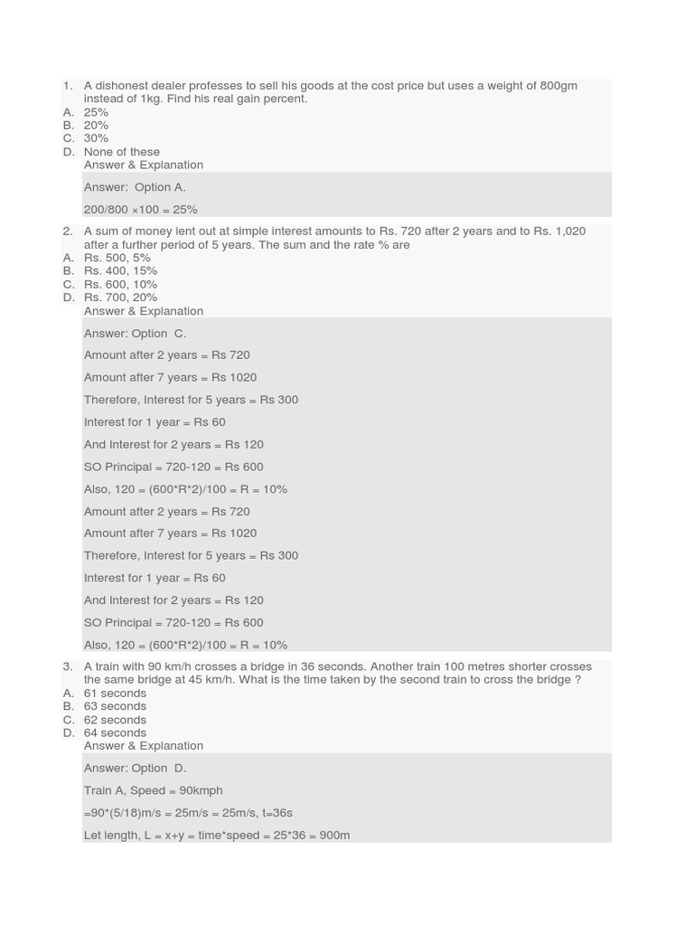 Infosys Practice Questions 2018 | PDF | Area | Division (Mathematics)