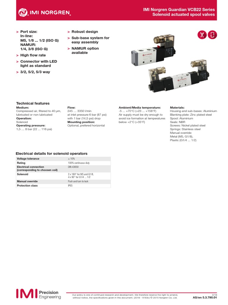 VCB22 Series - Data Sheet (En) | PDF | Valve | Mechanical Engineering