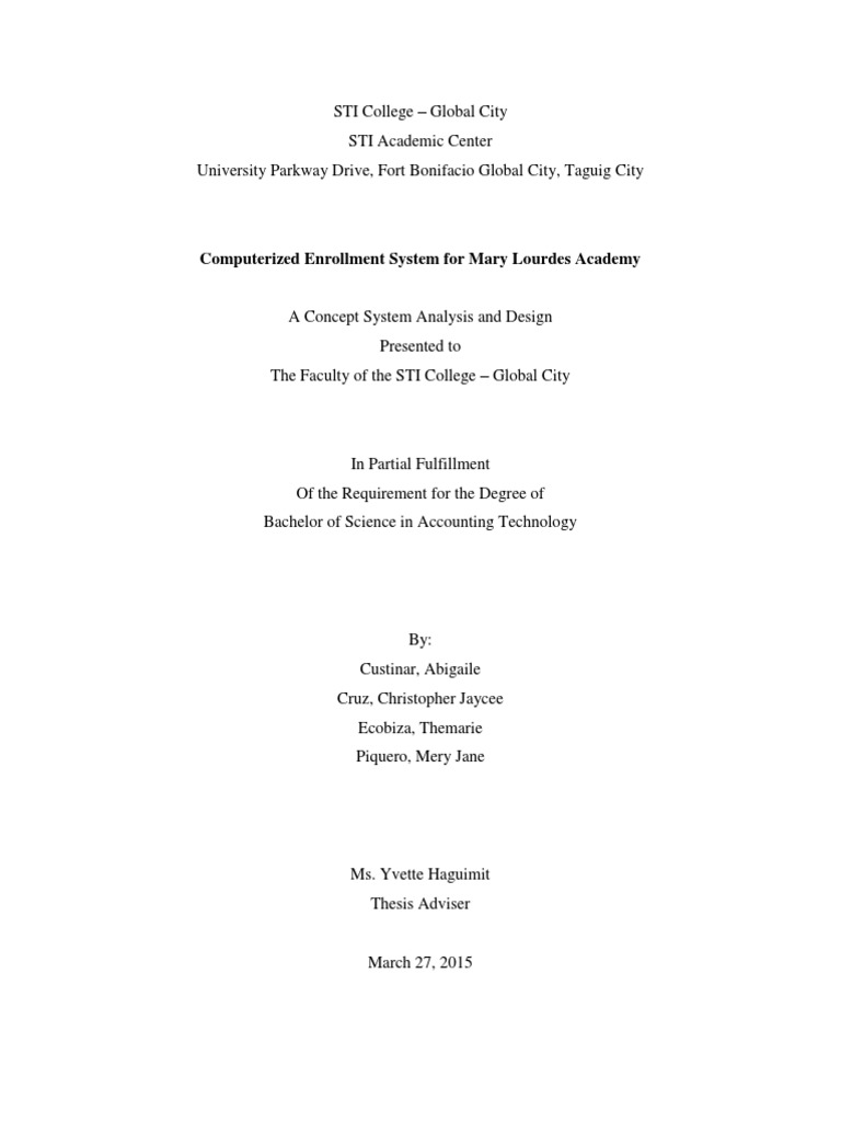 Computerized Enrollment System For Mary | PDF