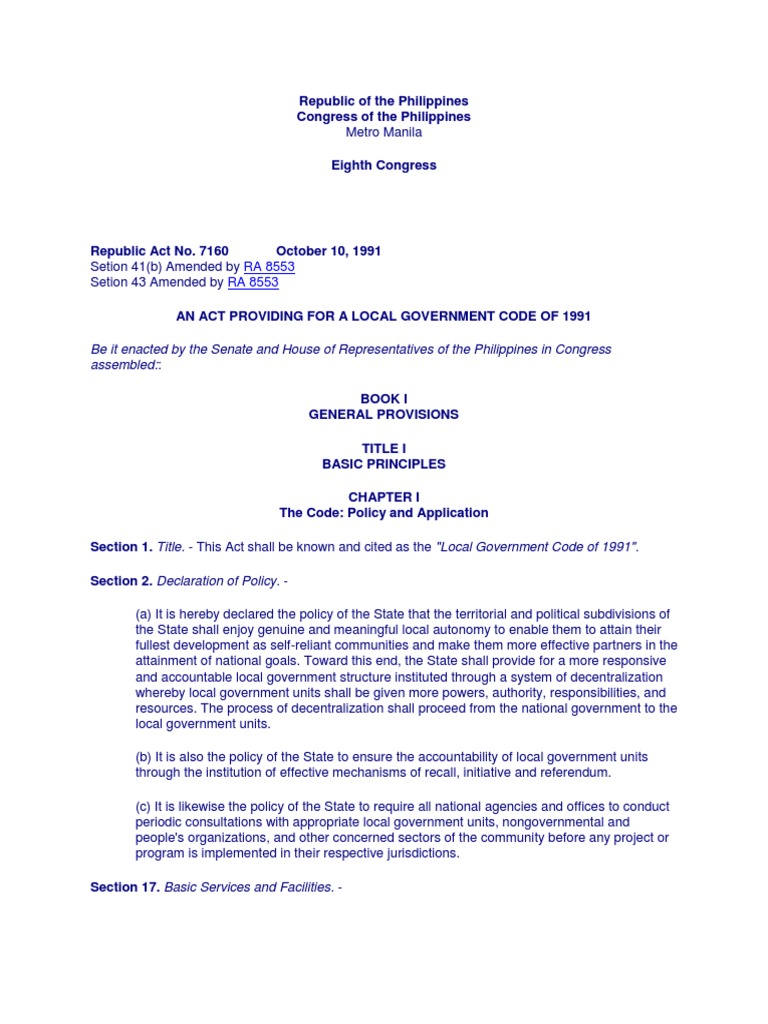 Local Governement Code | PDF | Local Government | Health Care