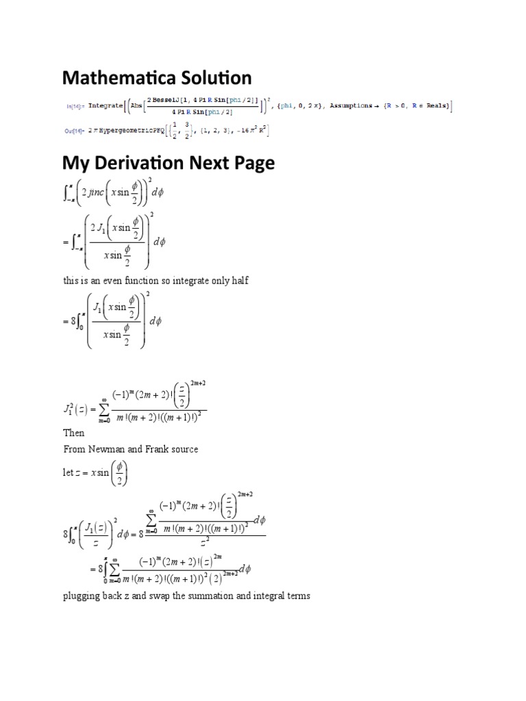 Integral of Jinc Squared | PDF | Functions And Mappings | Differential Geometry