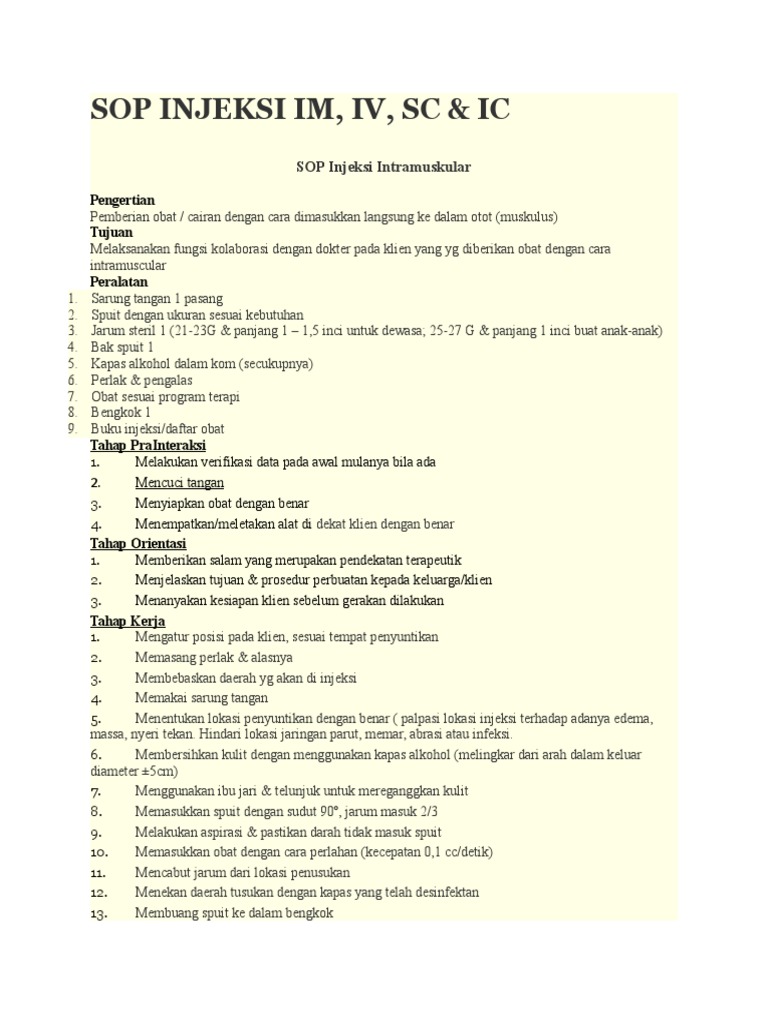 Sop Injeksi | PDF