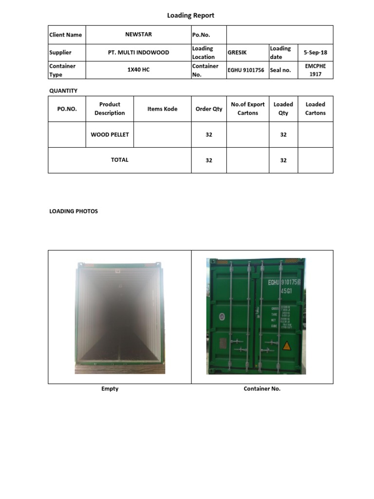 Loading Report Container 1 | PDF