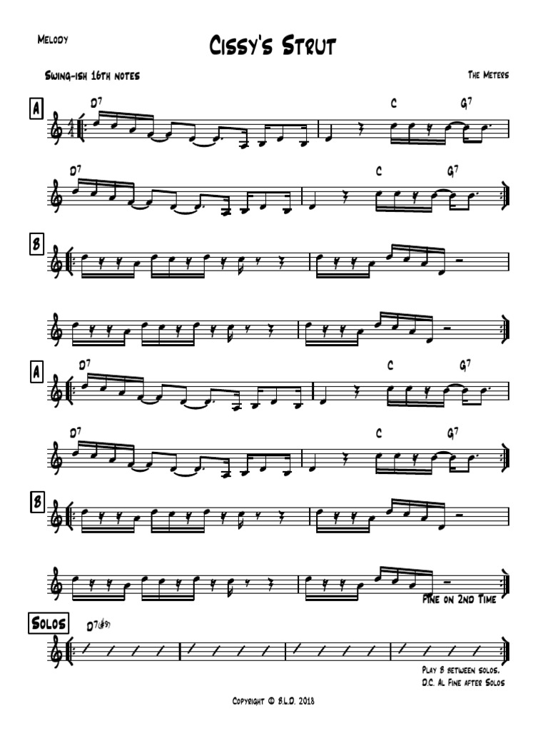 Cissy's Strut Bb Melody