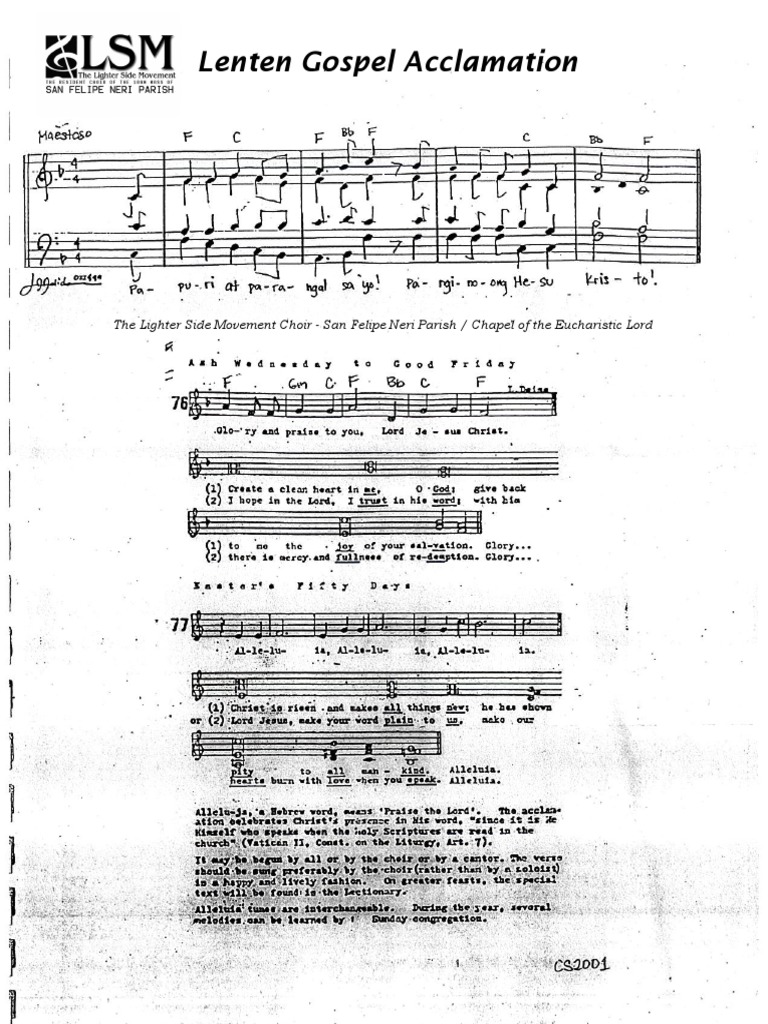 Lenten Acclamation Tagalog | PDF