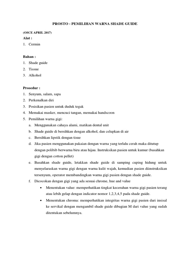 Pemilihan Warna SHADE GUIDE | PDF