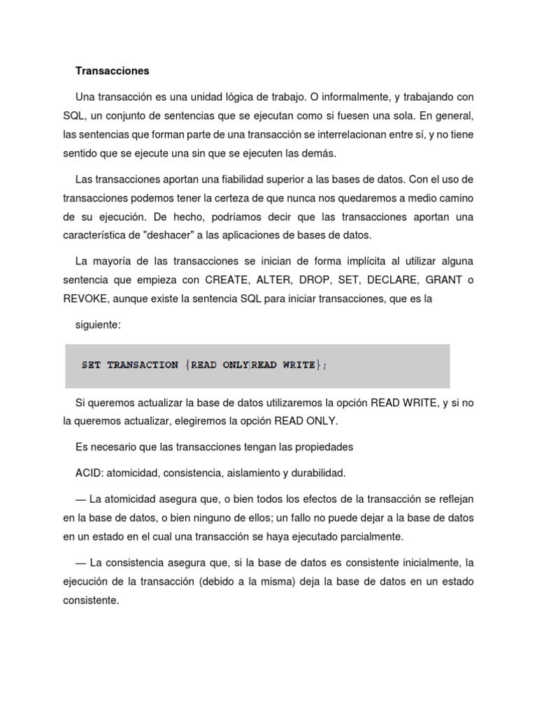 Commit y Rollback | Transacción de base de datos | Gestión de datos