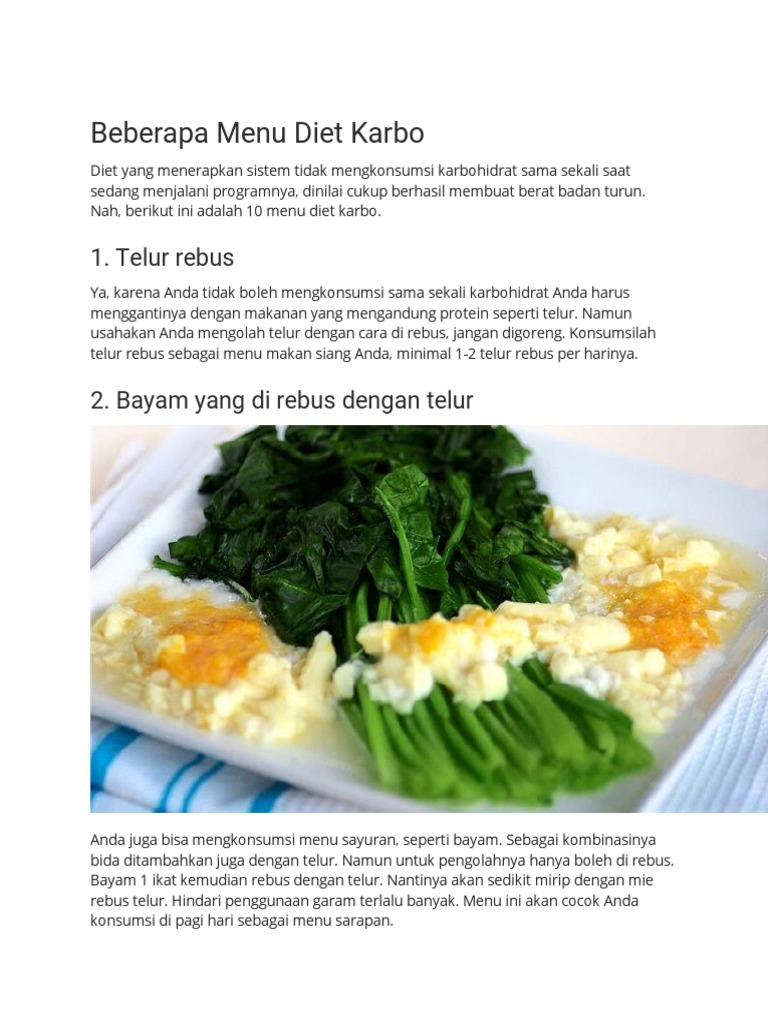 Menu Diit Karbo | PDF
