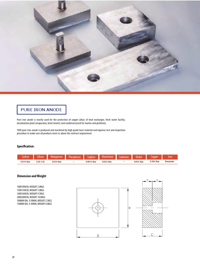 Pure Iron Anode: Dimension and Weight | PDF