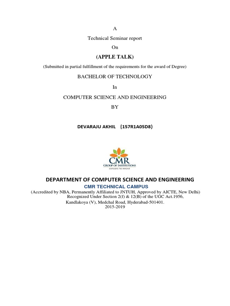 Technical Seminar First Page | PDF | Computer Network | Electronics