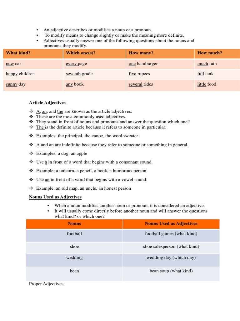 Adjective Final PDF Adjective Noun