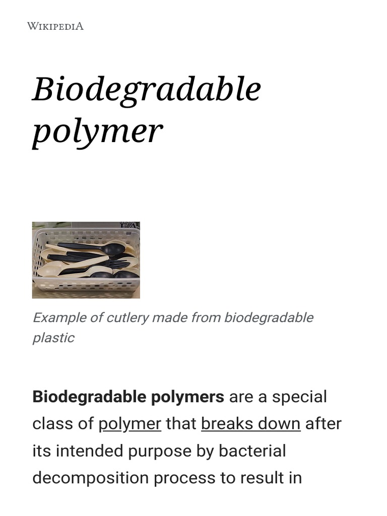 Biodegradable Polymer: Biodegradable Polymers Are A Special | PDF ...
