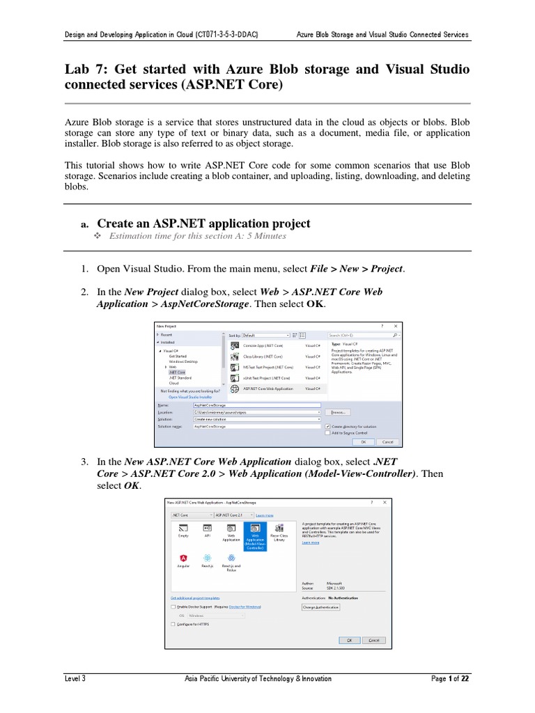 Lab 7 - Get Started With Azure Blob Storage and Visual Studio Connected Services (ASP - Net Core ...