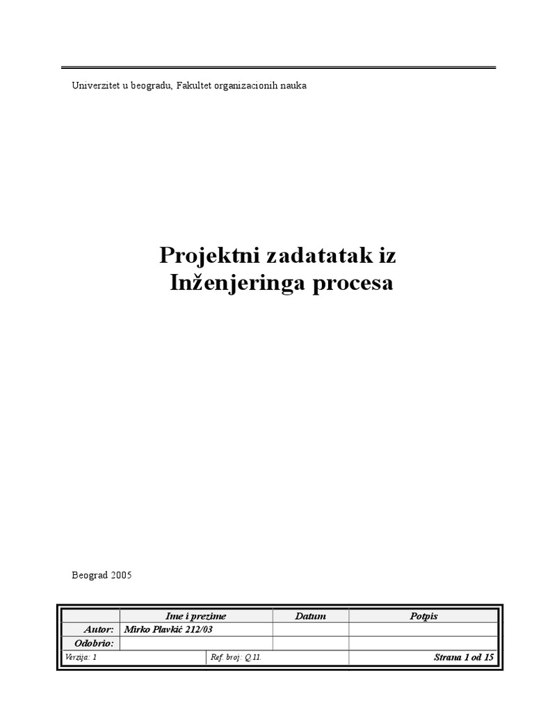 Inzenjering Procesa | PDF