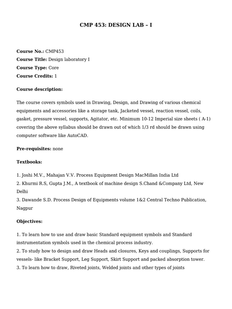 CMP 453: Design Lab - I | PDF
